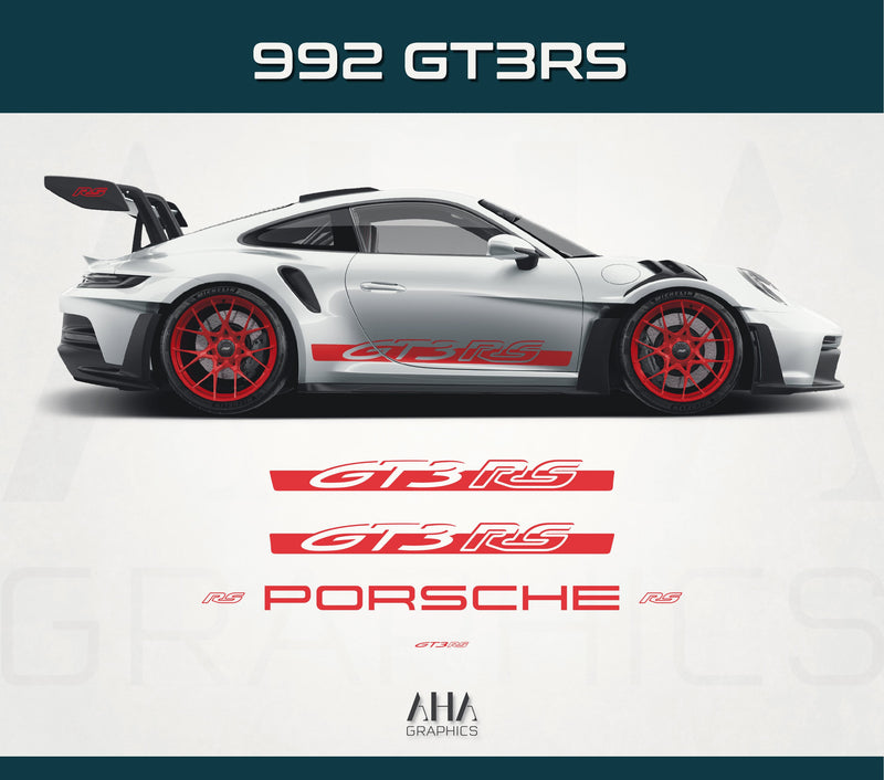 Porsche 992 GT3 RS Side Stripes With Wing Decals – AHA Graphics