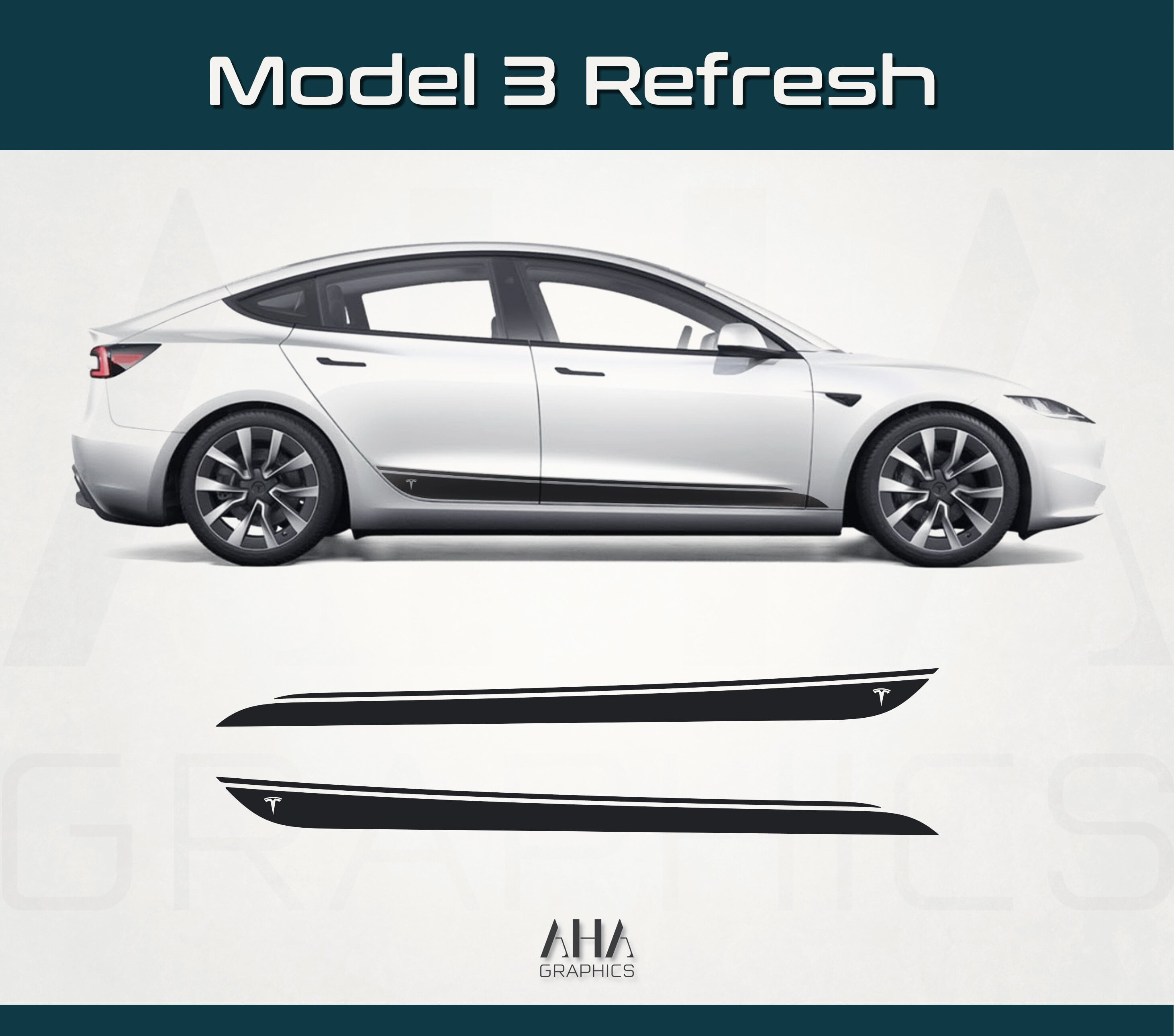 Tesla Model 3 Refresh Side Stripes Decals – AHA Graphics