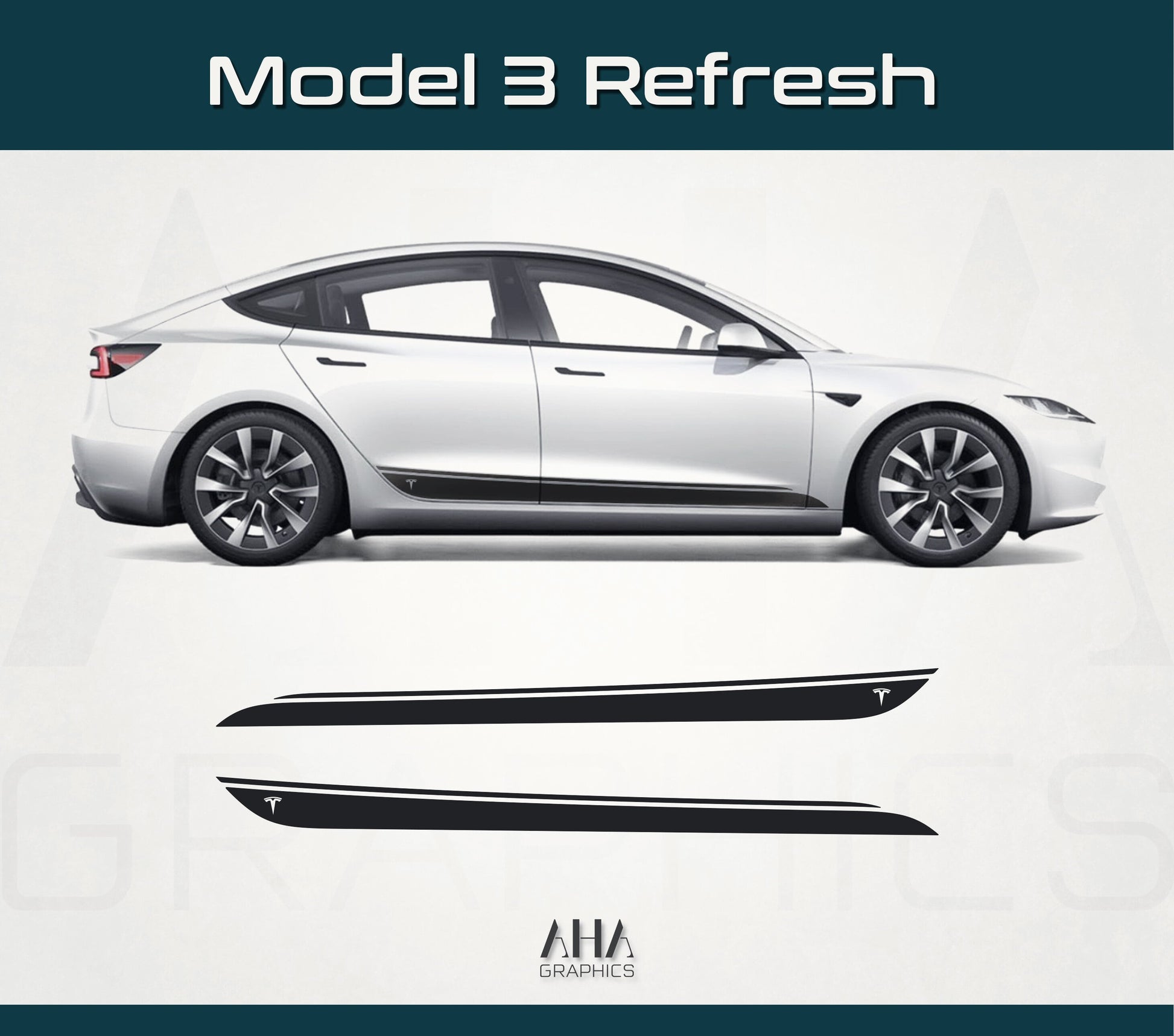 Tesla Model 3 Refresh Side Stripes Decals – AHA Graphics