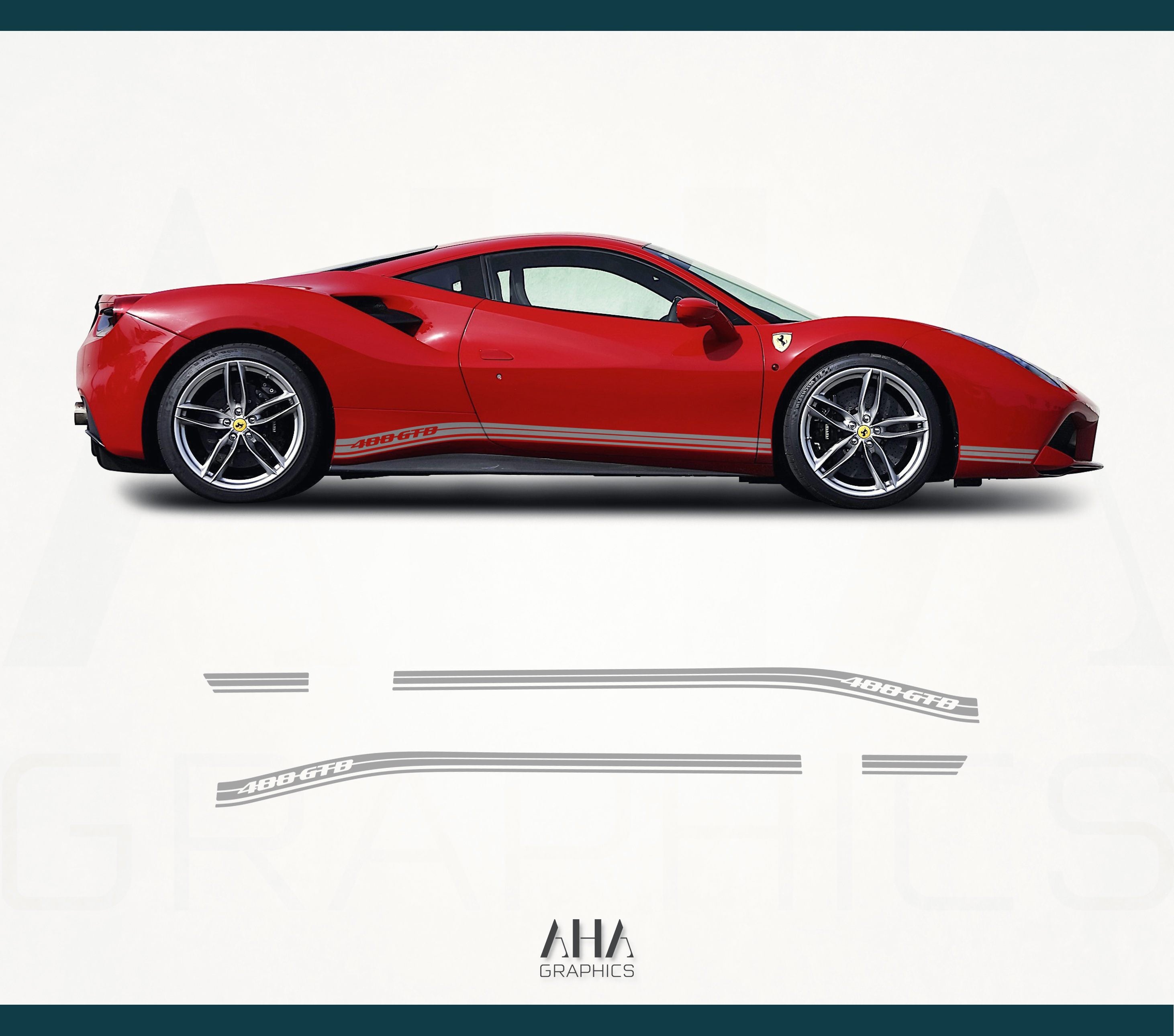 Ferrari 488 GTB Side Stripes Decals – AHA Graphics