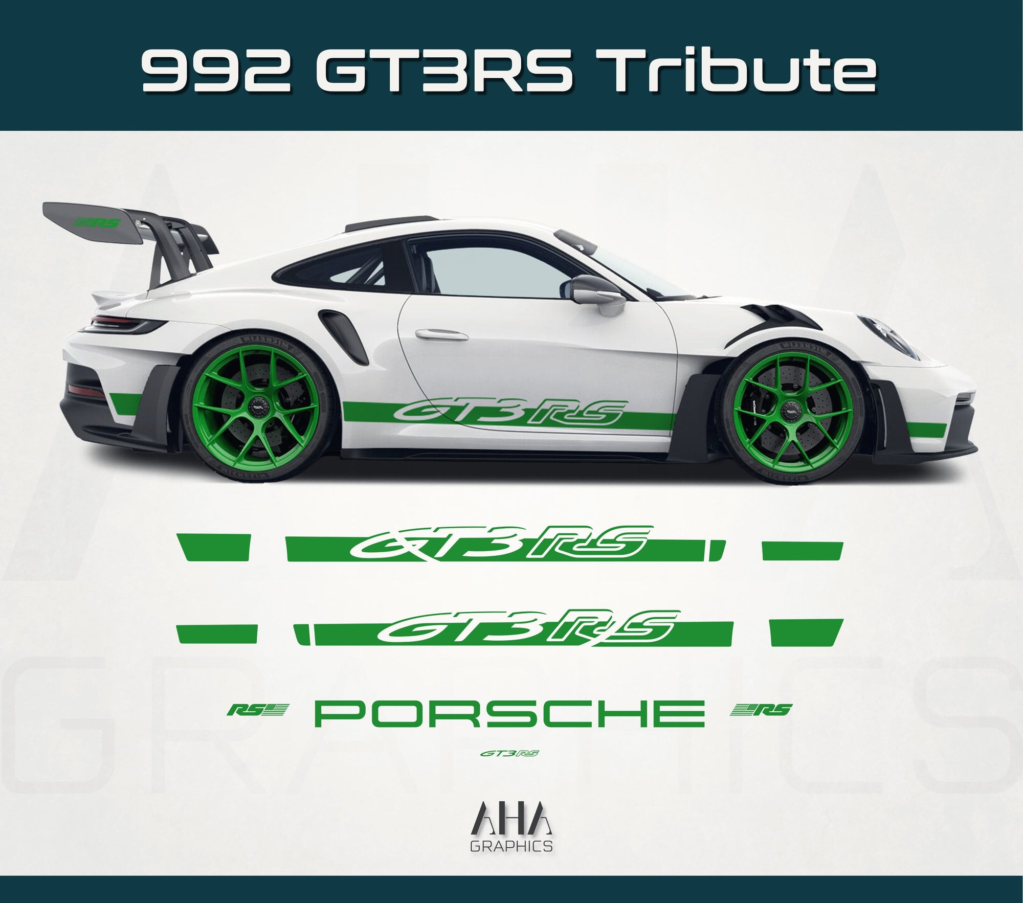 Porsche 992 GT3 RS Tribute Package Side Stripes Decals – AHA Graphics