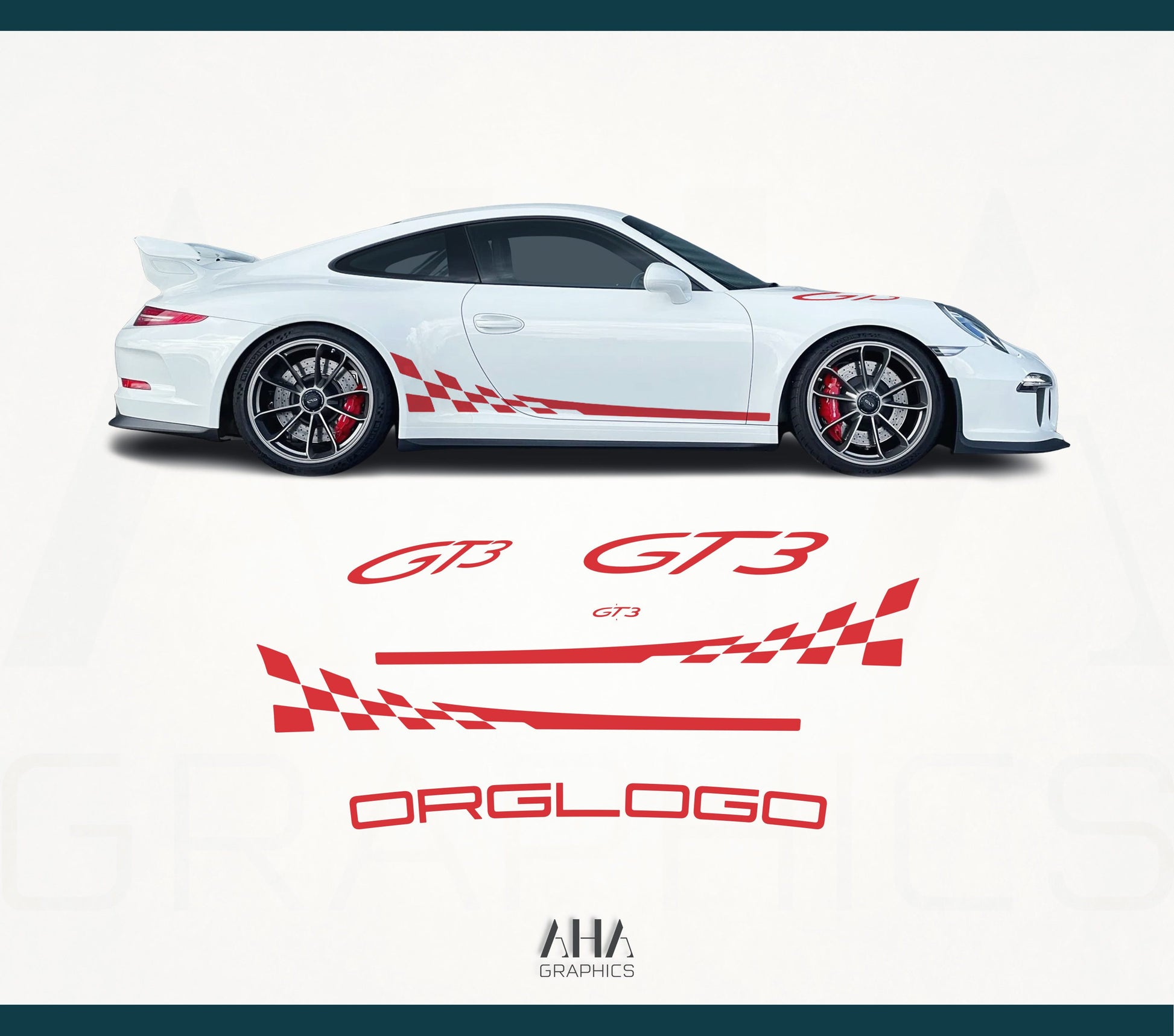 991 991.2 GT3 Checkered Side Stripes with Fenders Wing Decals – AHA ...