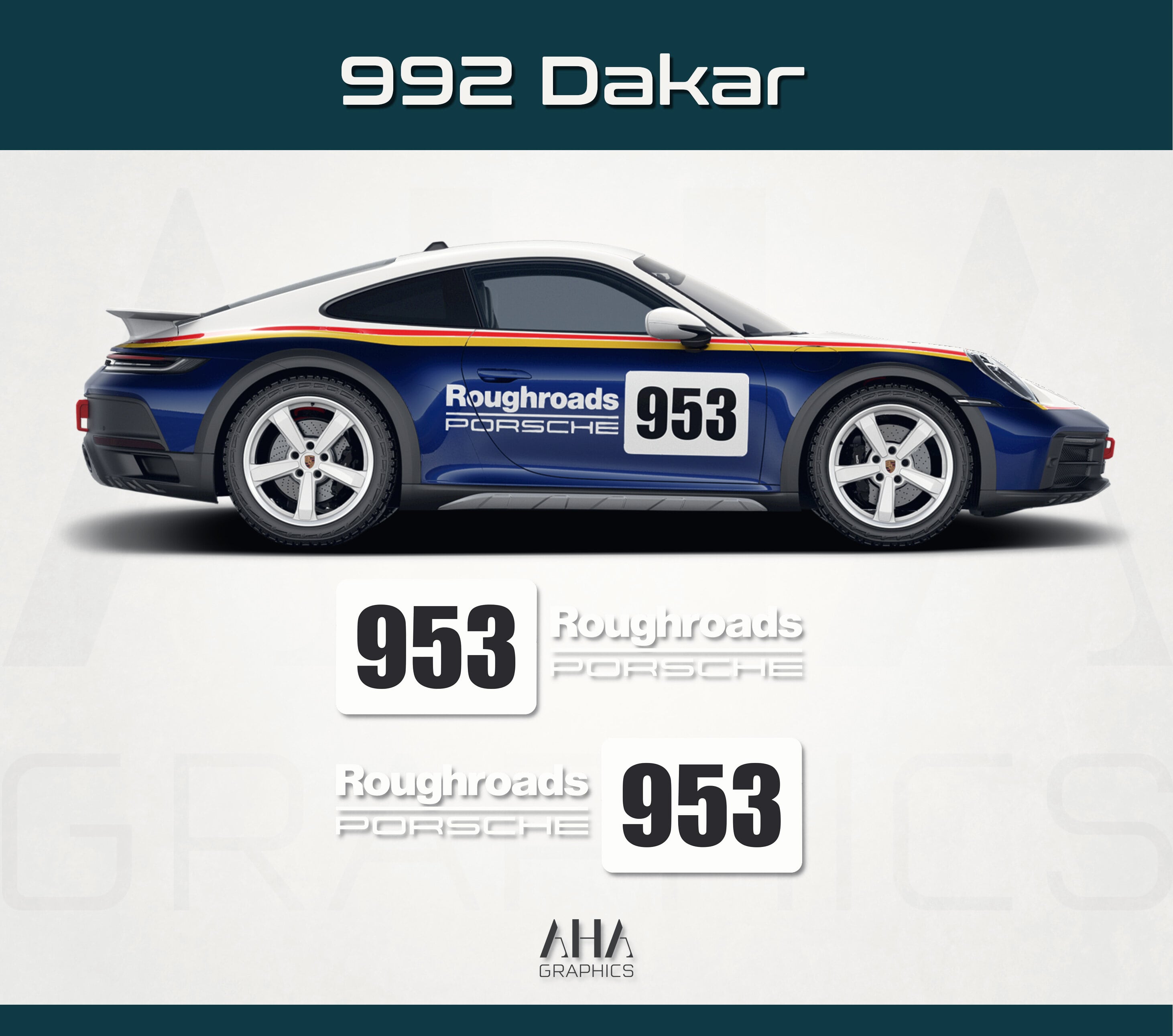 Porsche 911 Dakar 992 Roughroads Side Decals – AHA Graphics