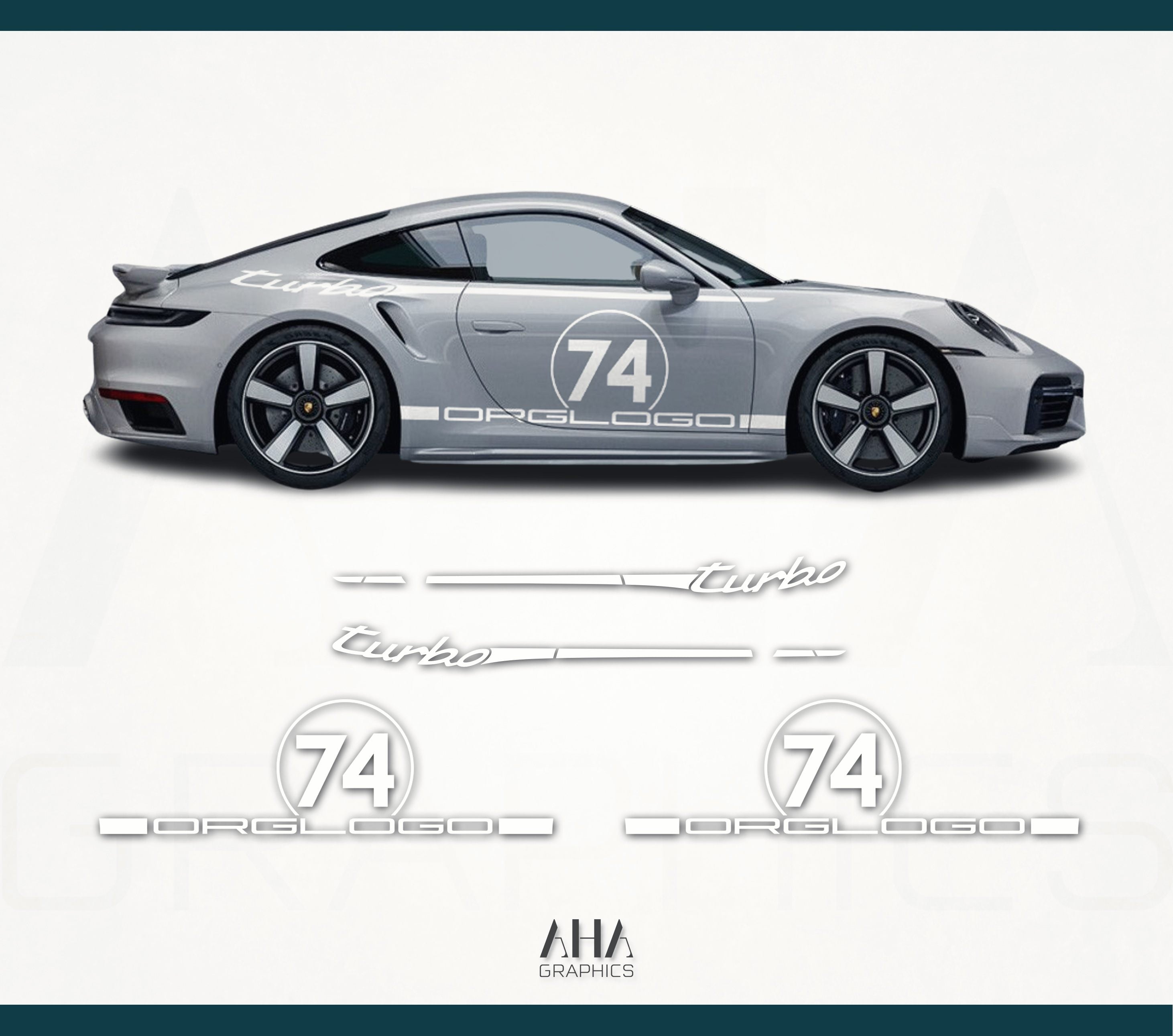 911 992 Turbo 50 Years Side Stripes Decals – AHA Graphics