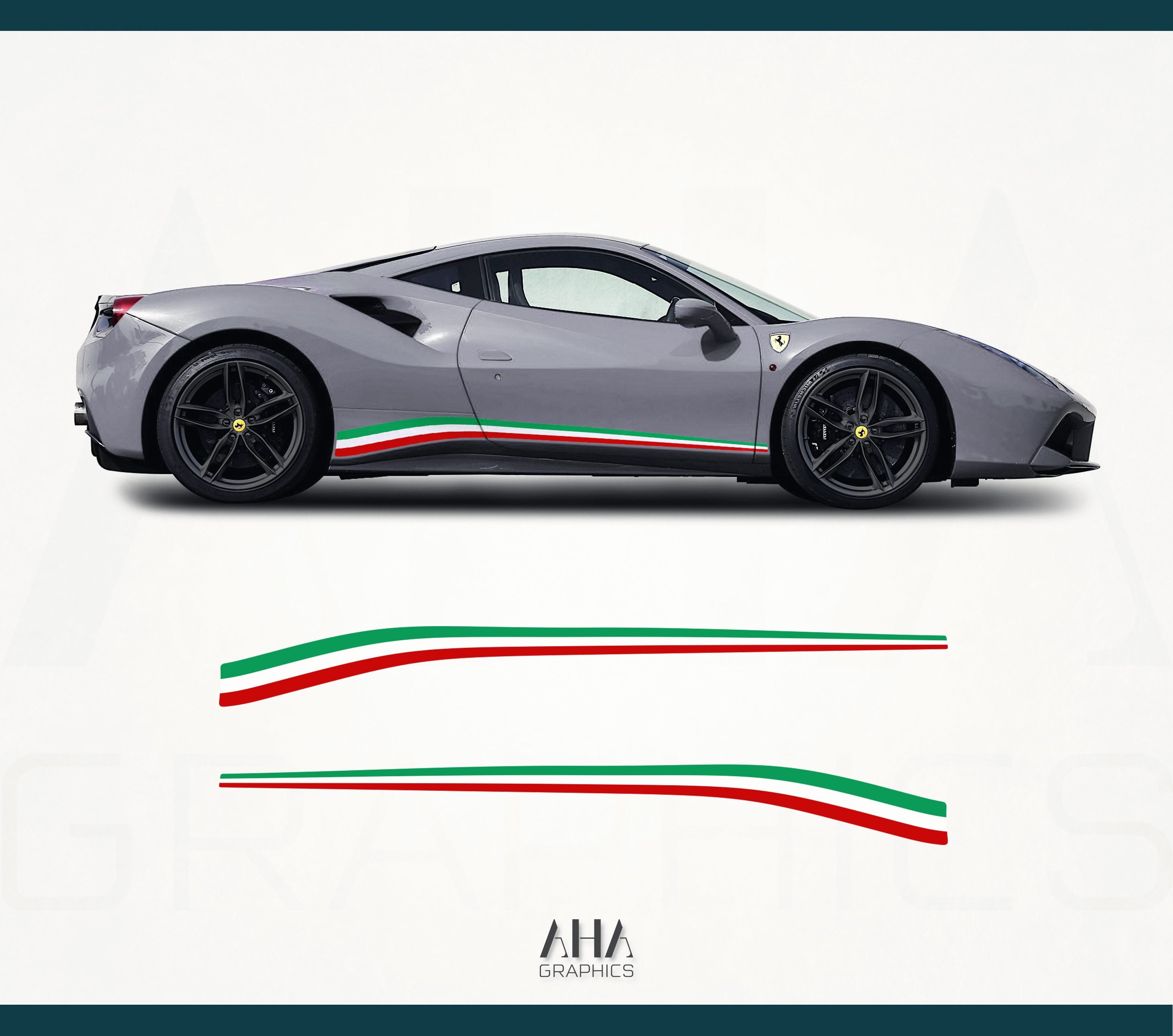 Ferrari 488 GTB Italian Side Stripes Decals – AHA Graphics