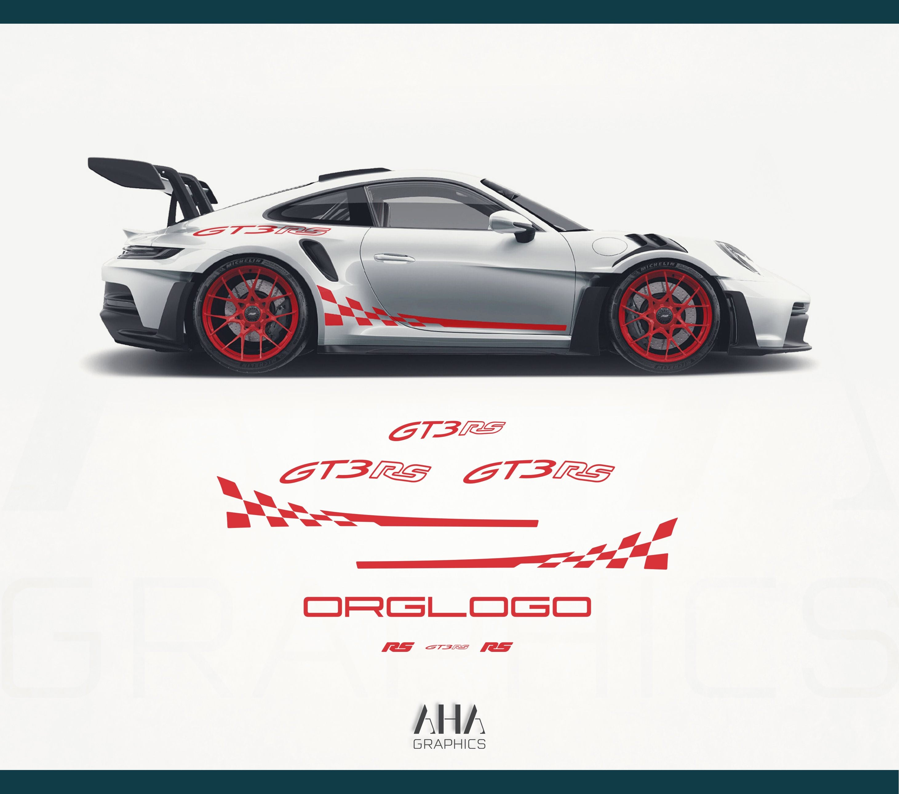 992 GT3 RS Checkered Side Stripes Decals – AHA Graphics