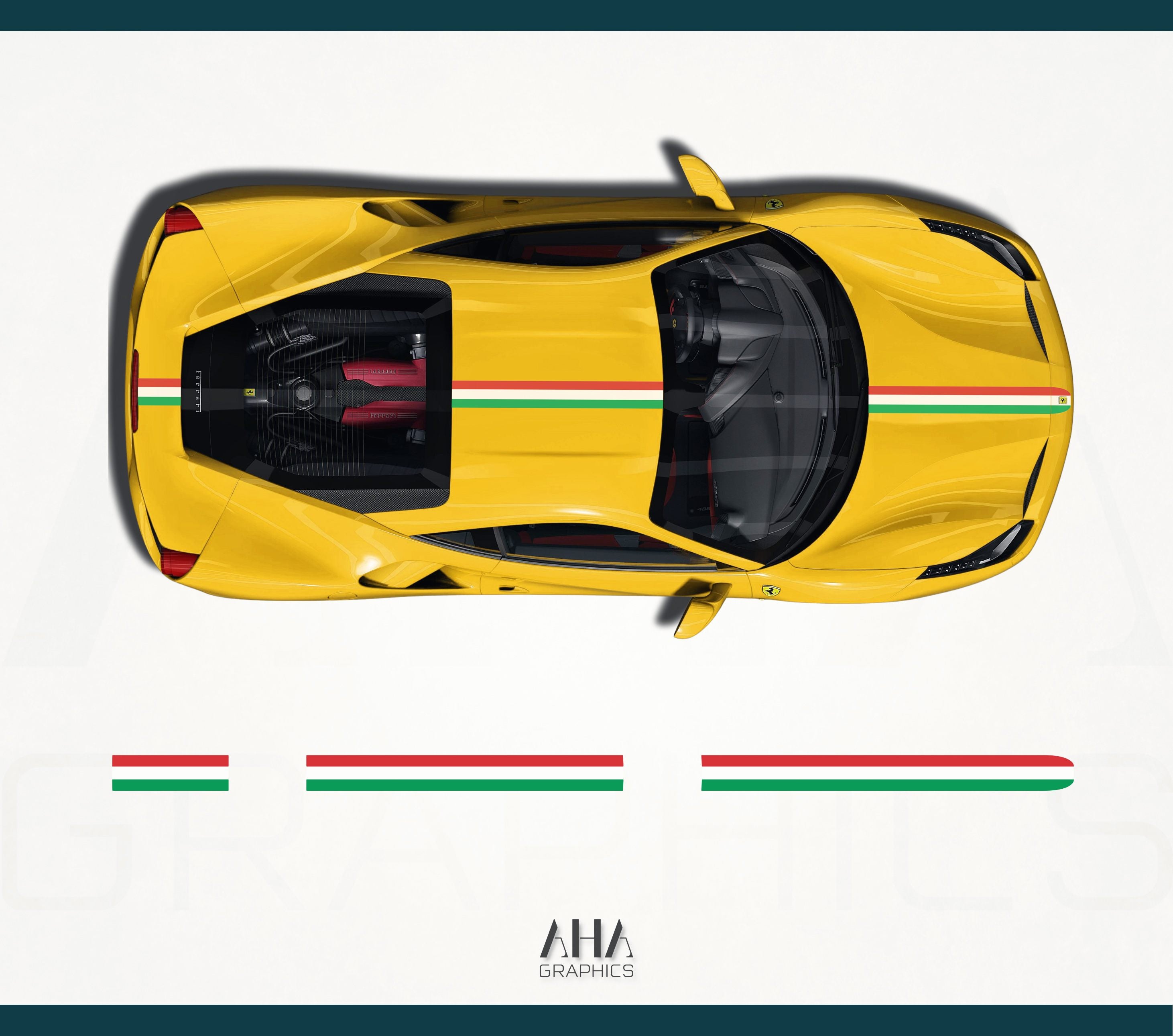 Ferrari 488 GTB Italian Center Stripes Decals – AHA Graphics