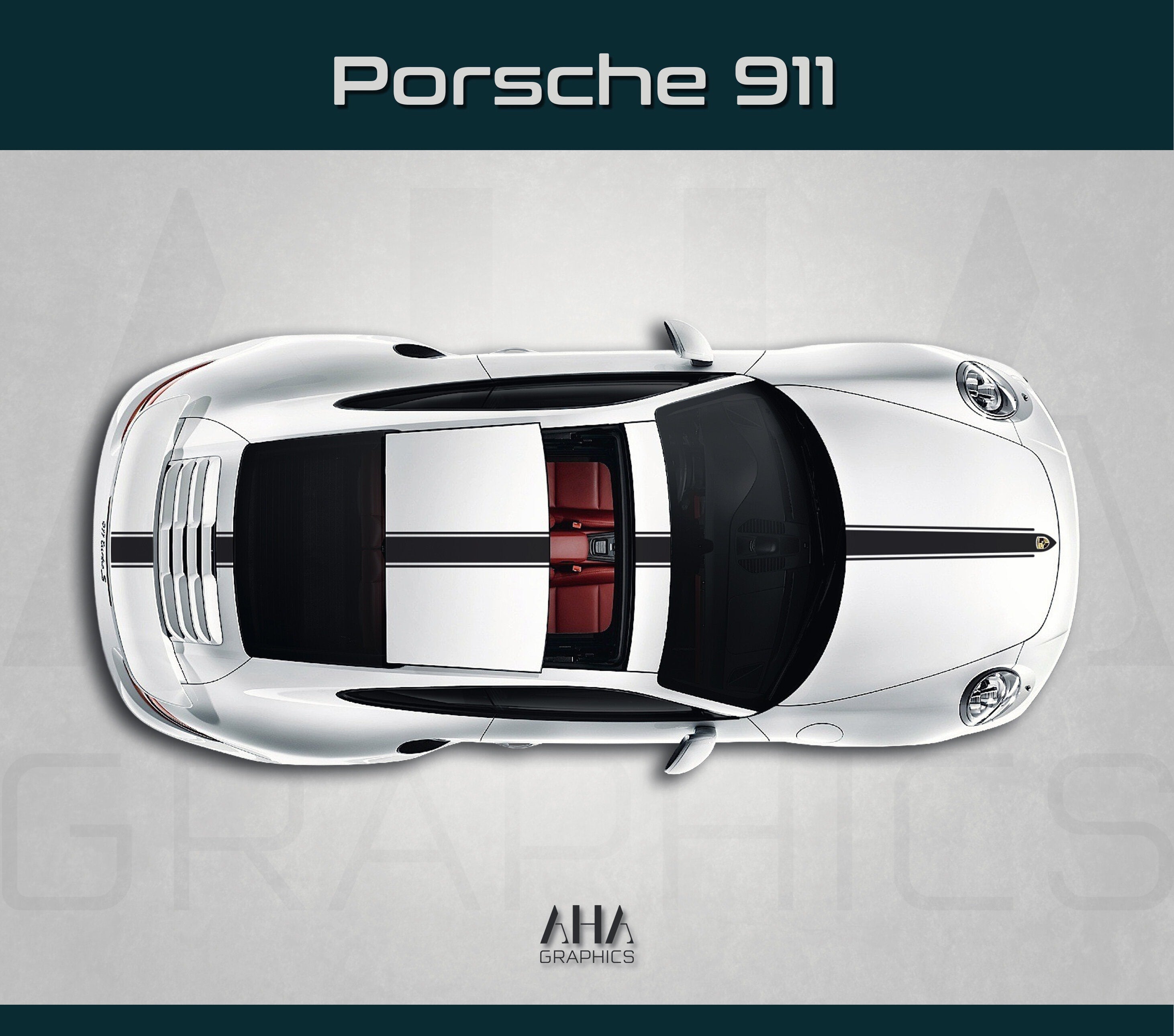 Center Stripes Decals for Porsche 911 991 992 Carrera Turbo – AHA Graphics
